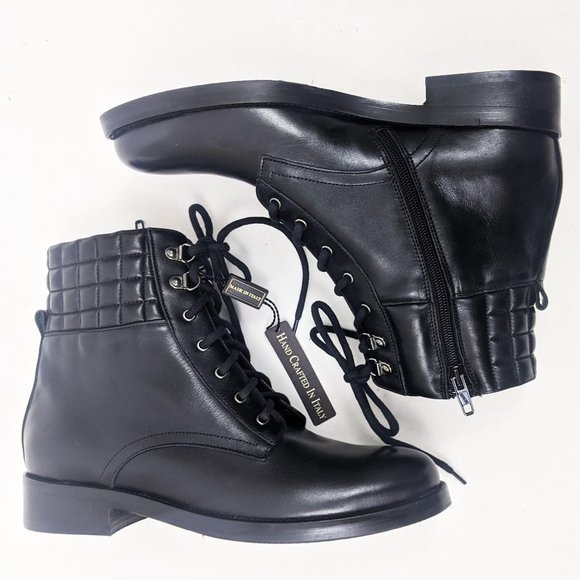 Napoleoni | Shoes | Napoleoni Made In Italy Leather Combat Boots Black ...